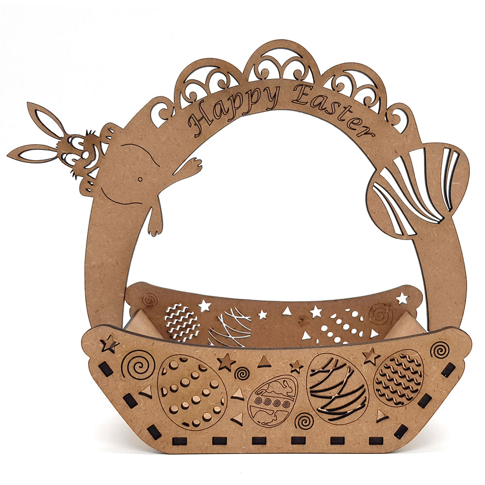 Easter Bunny Laser Cut Wooden Easter Eggs Basket - 6 Piece 3D Craft ...